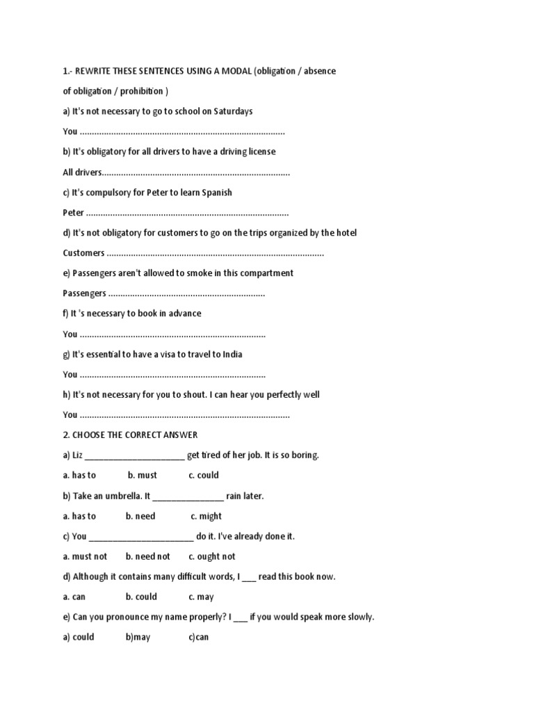 Modals Obligation & Necessity | PDF | Language Arts & Discipline