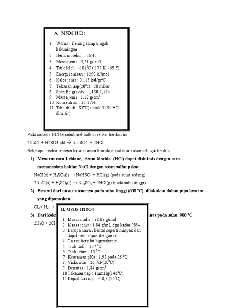 MSDS HCL, H2SO4 Dan H3PO4 | PDF