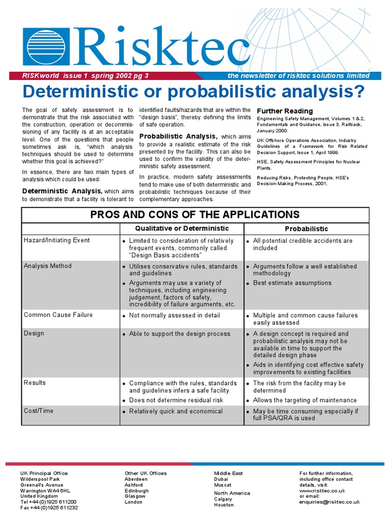 Deterministic or Probabalistic Analysis | PDF | Risk | Safety