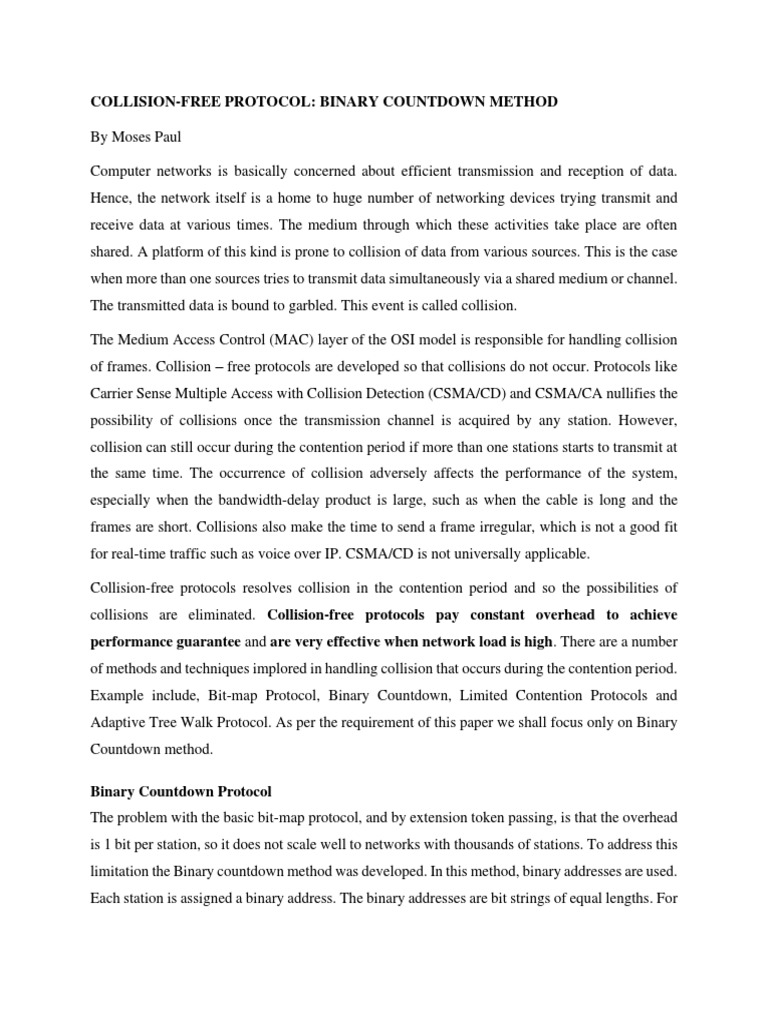 Collision-Free Protocol | PDF | Telecommunications Standards | Computer ...
