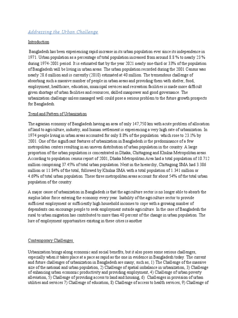 Addresing The Challenges of Urbanization | PDF | Urbanization | Housing