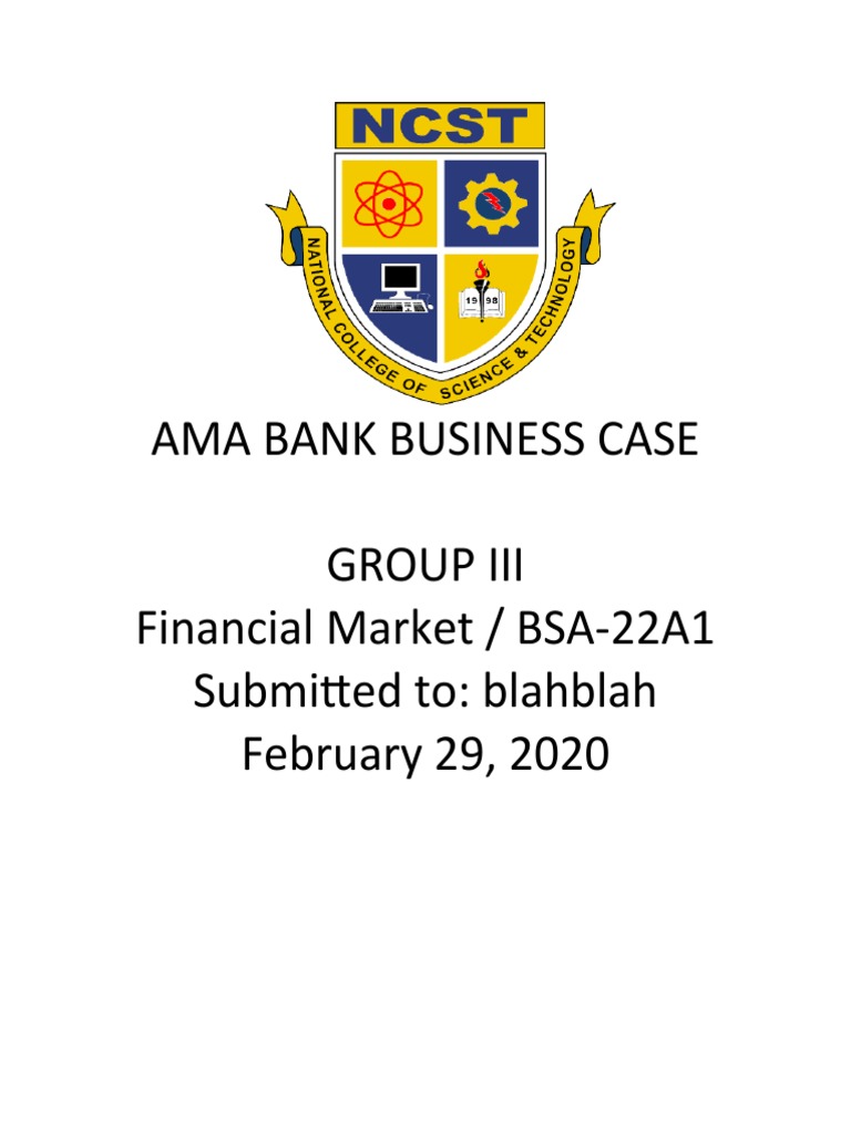 Ama Bank Business Case | PDF | Banks | Investing