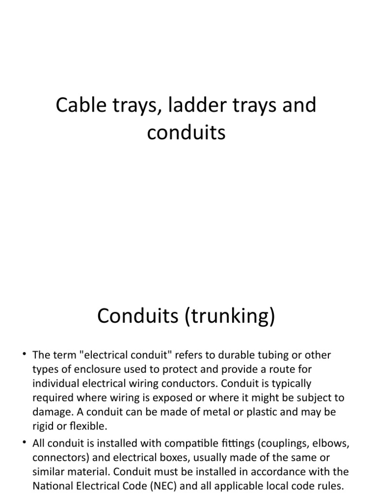 Chapter-6 Cable Trays, Ladder Trays and Conduits | PDF | Electrical ...