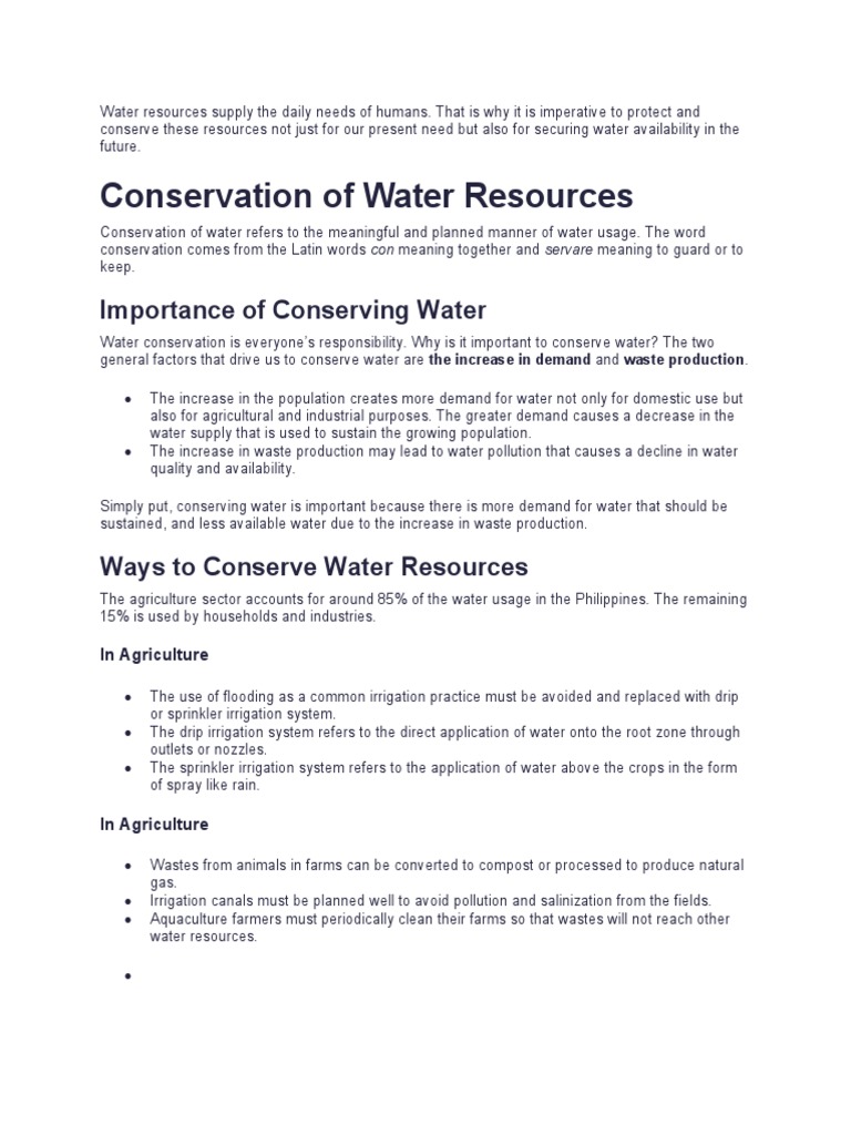 Consevation of Water Resources | PDF | Water Conservation | Water Resources