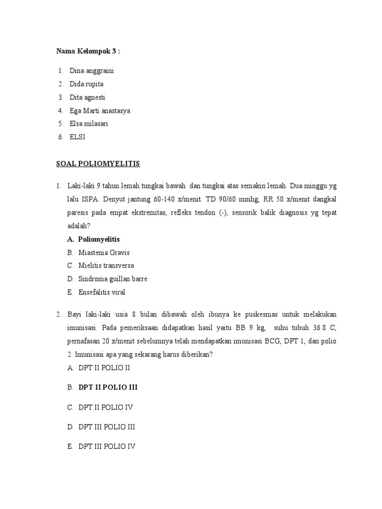 Kel 3 Soal KMB Poliomyelitis | PDF