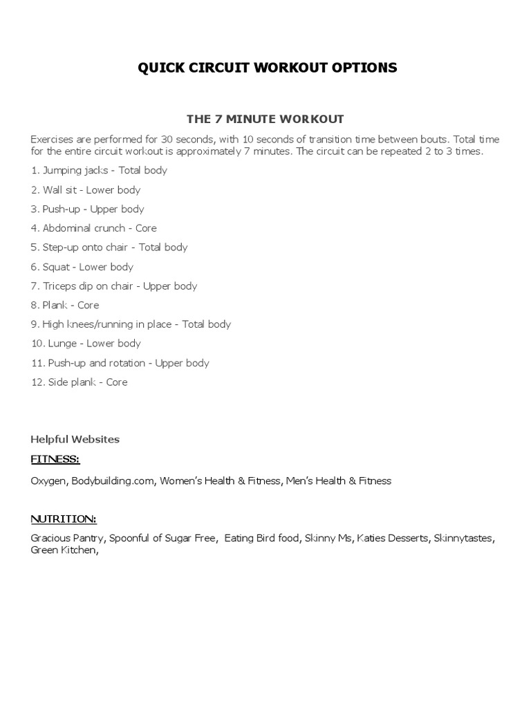 Circuit Workouts PDF | PDF | Physical Fitness | Physical Exercise