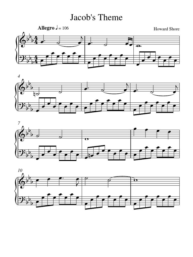 Jacob's Theme Sheet Music Analysis | PDF
