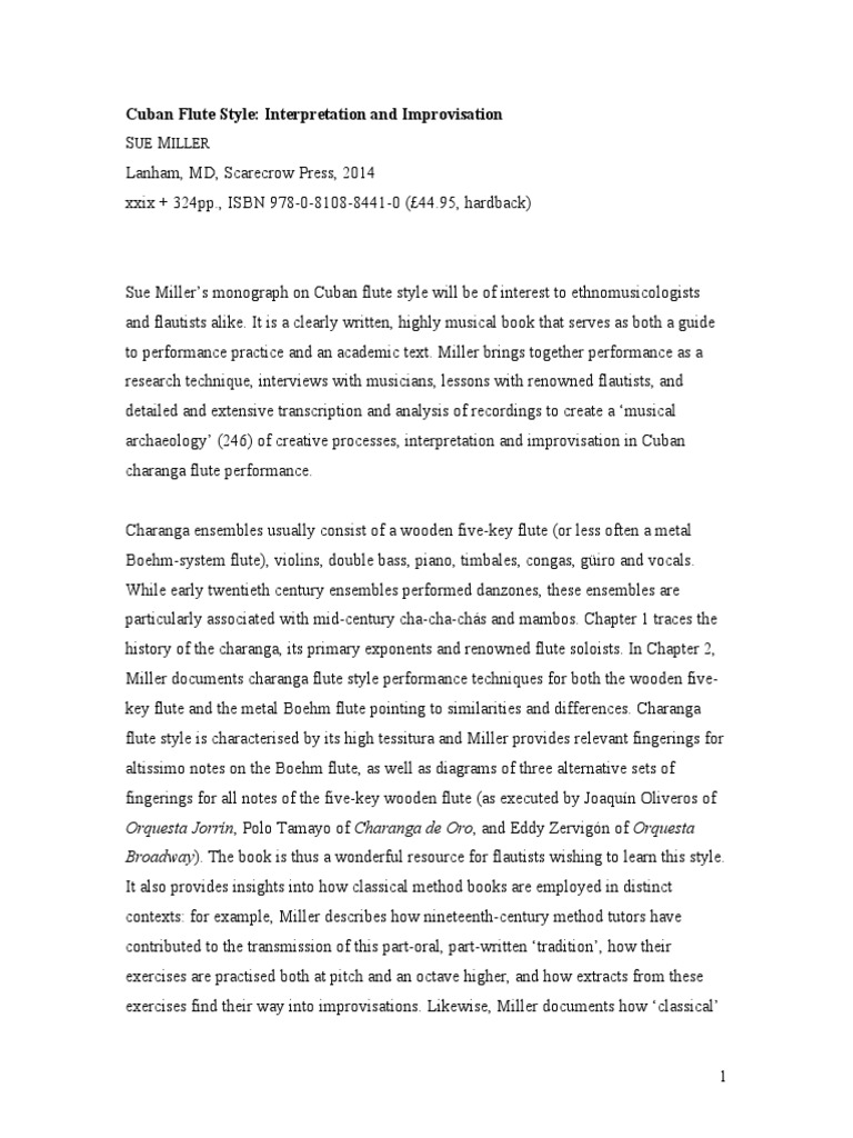 Cuban Flute Style Interpretation and Imp | PDF | Flute | Sound