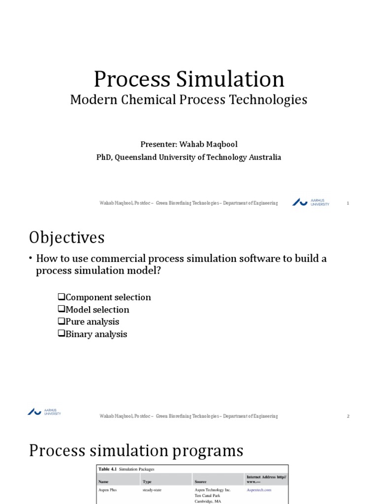 Process Simulation With Aspen Plus - Lecture - Chemical Engineering ...