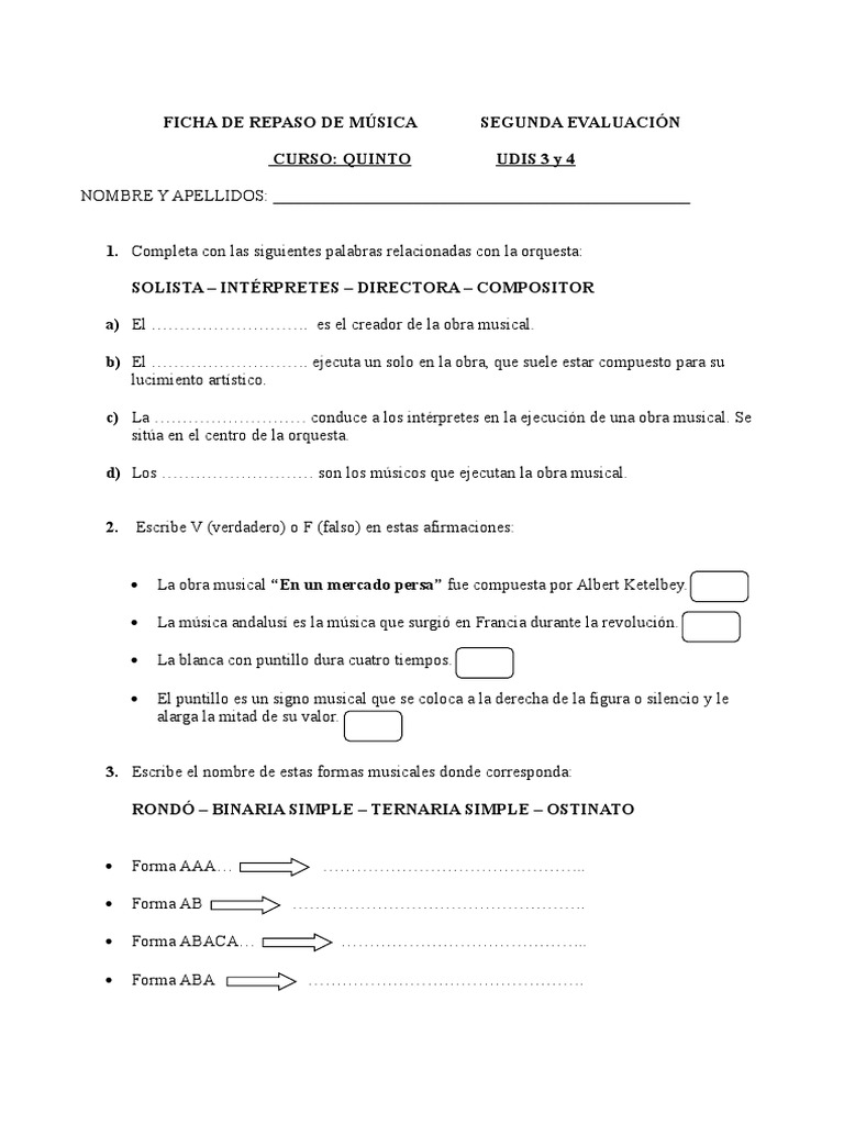 Ficha de Repaso 5º-2 Eval | PDF