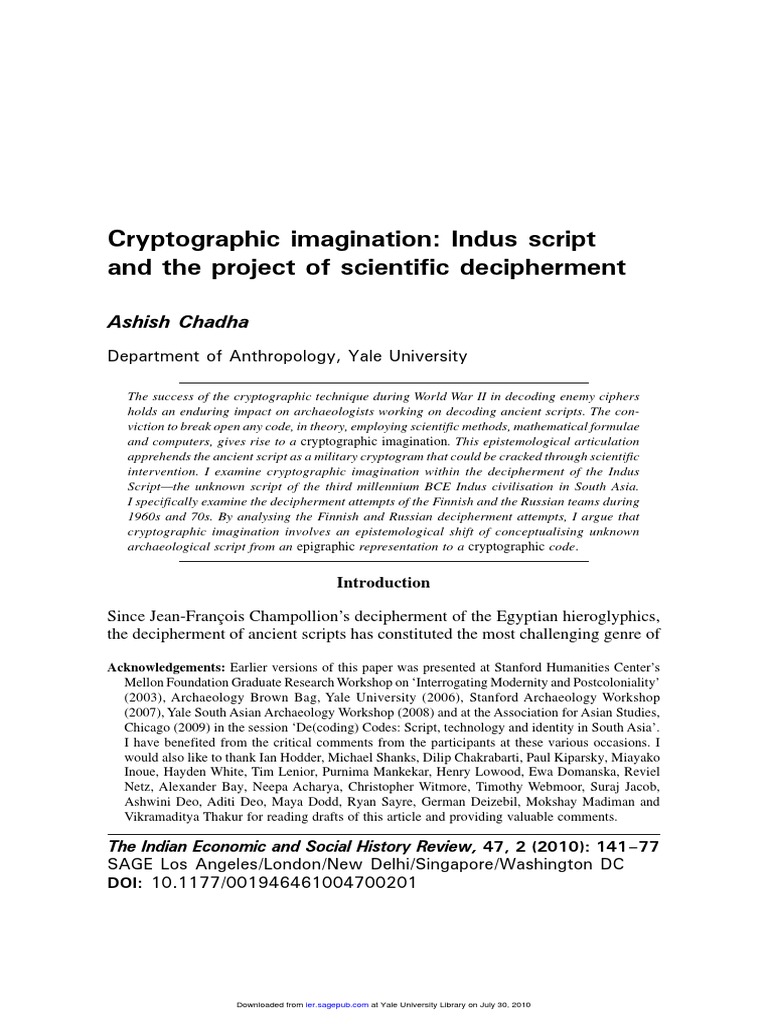 Cryptographic Imagination Indus Script A | PDF | Cryptanalysis | Cryptography