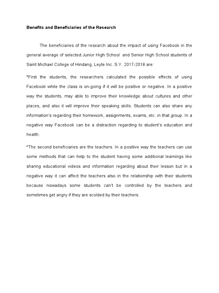 Benefits and Beneficiaries of The Research | PDF