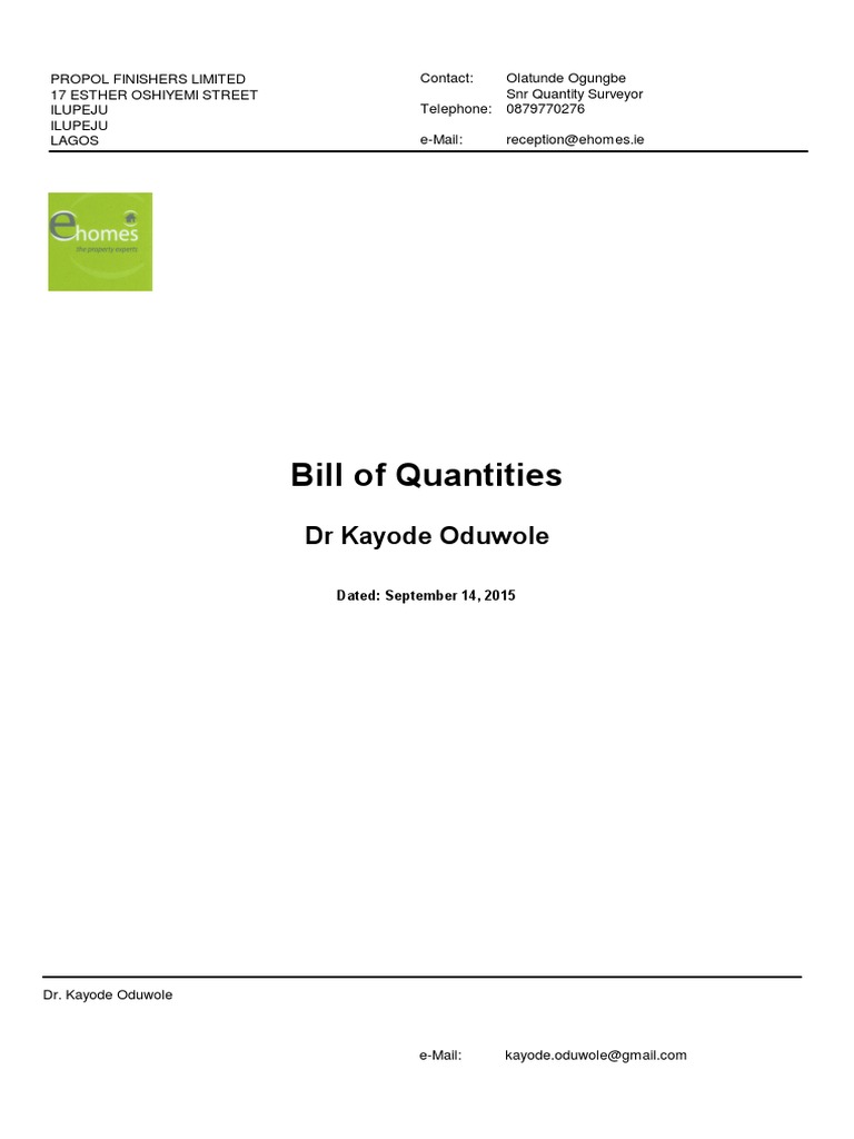 Draft BoQ PDF | PDF | Building | Building Technology