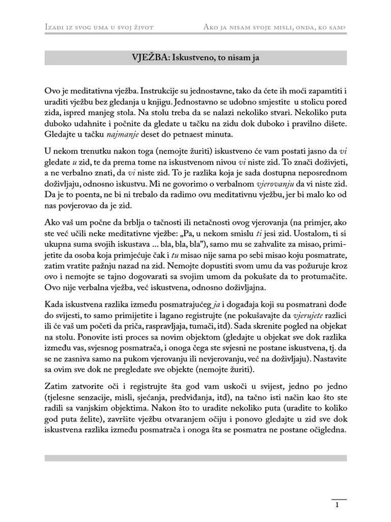Vjezba 22 - Iskustveno, To Nisam Ja PDF | PDF
