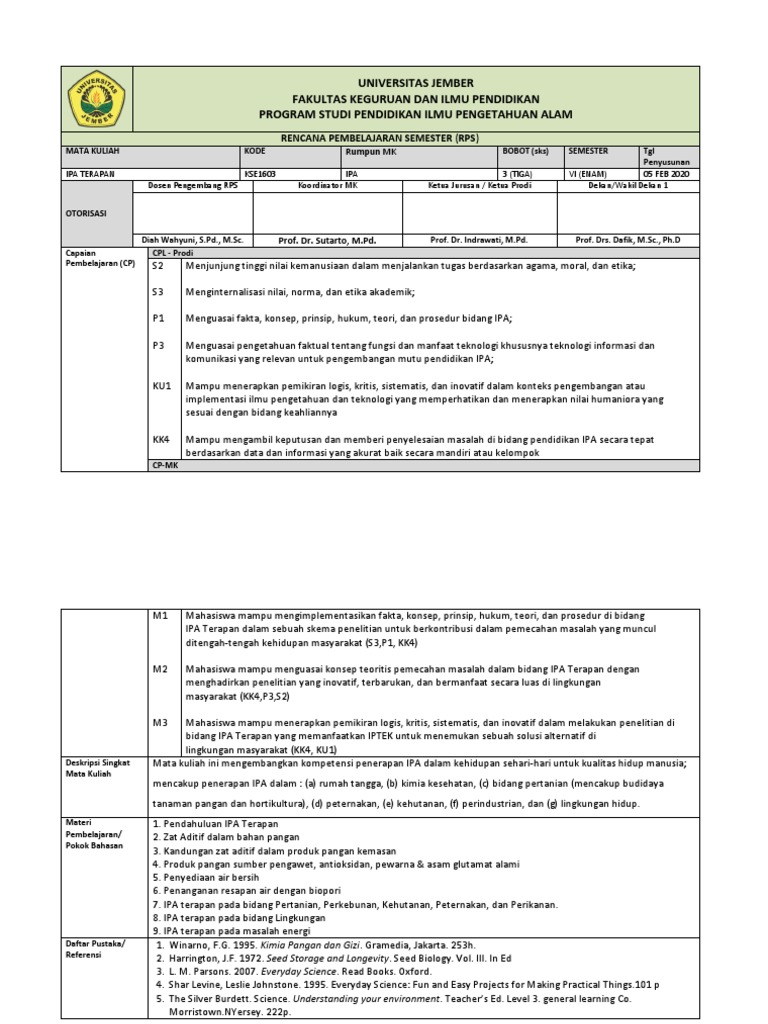 RPS Ipa Terapan PDF | PDF
