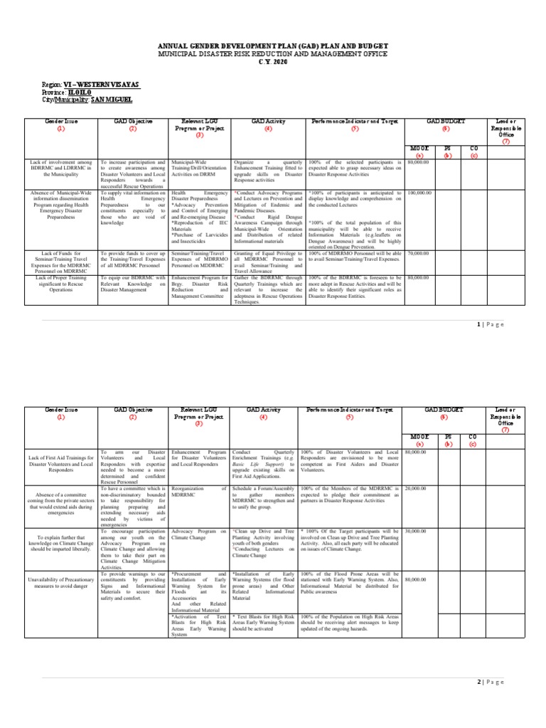 GAD Plan | PDF | Emergency Management | Prevention