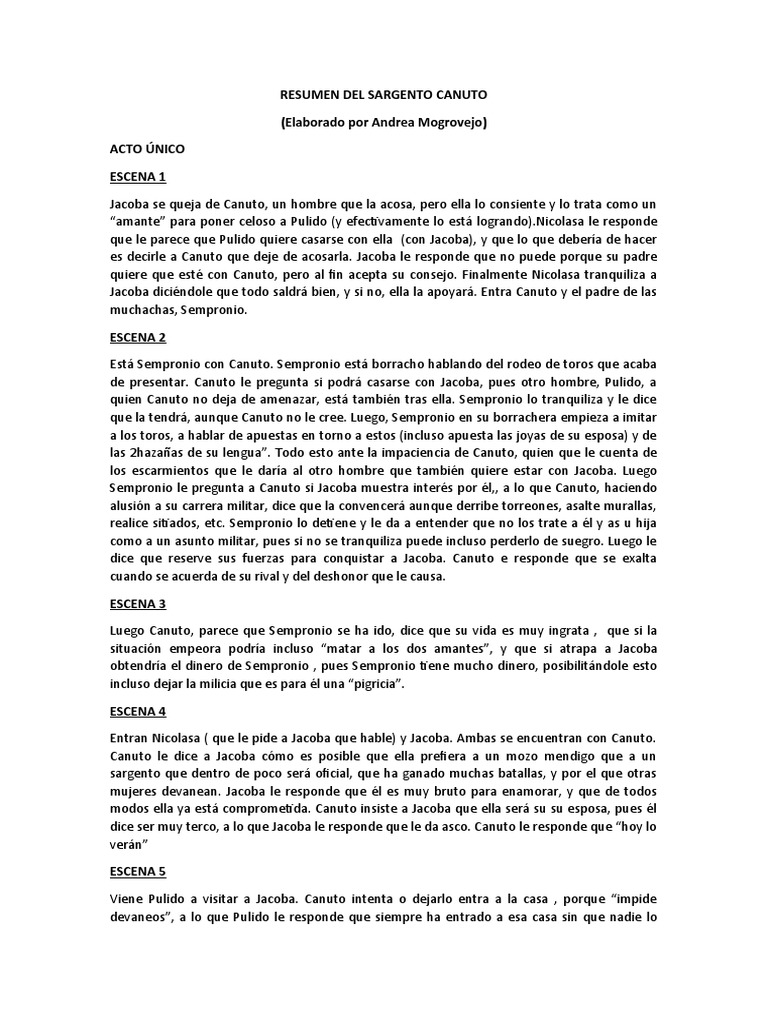 Resumen El Sargento Canuto | PDF
