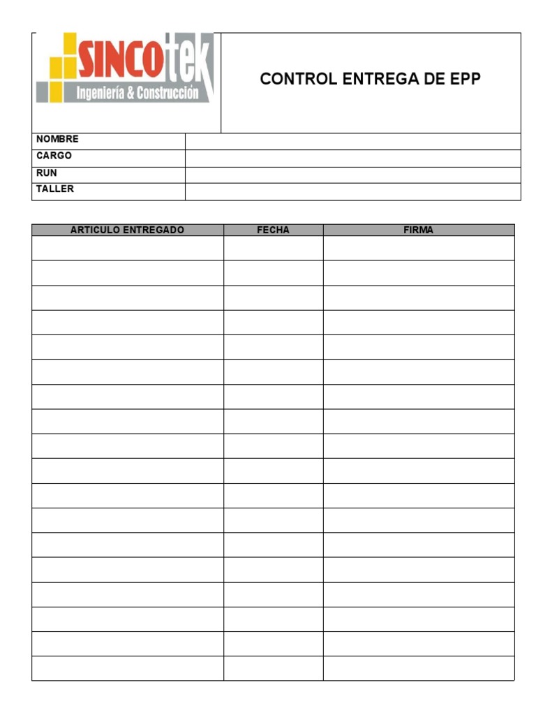 Control Entrega EPP | PDF