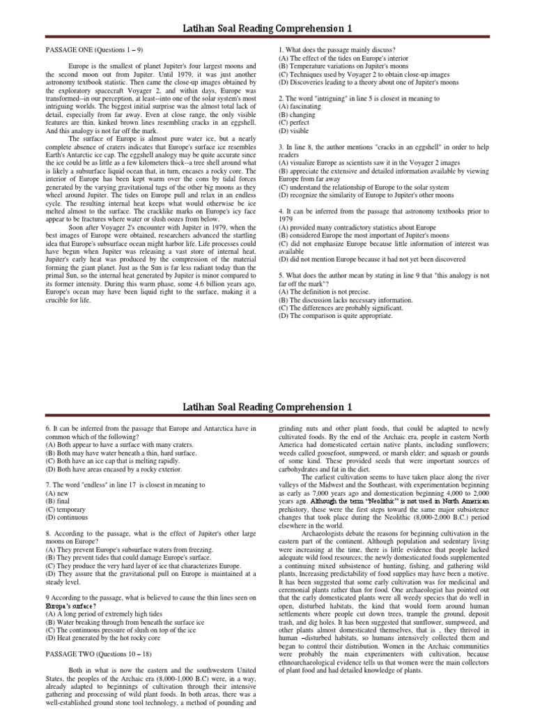 Soal Latihan Reading Comprehension | PDF | Jupiter | Ant