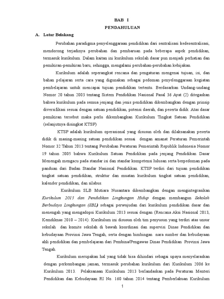 Isi Dokumen Kurikulum 2013. 1 | PDF
