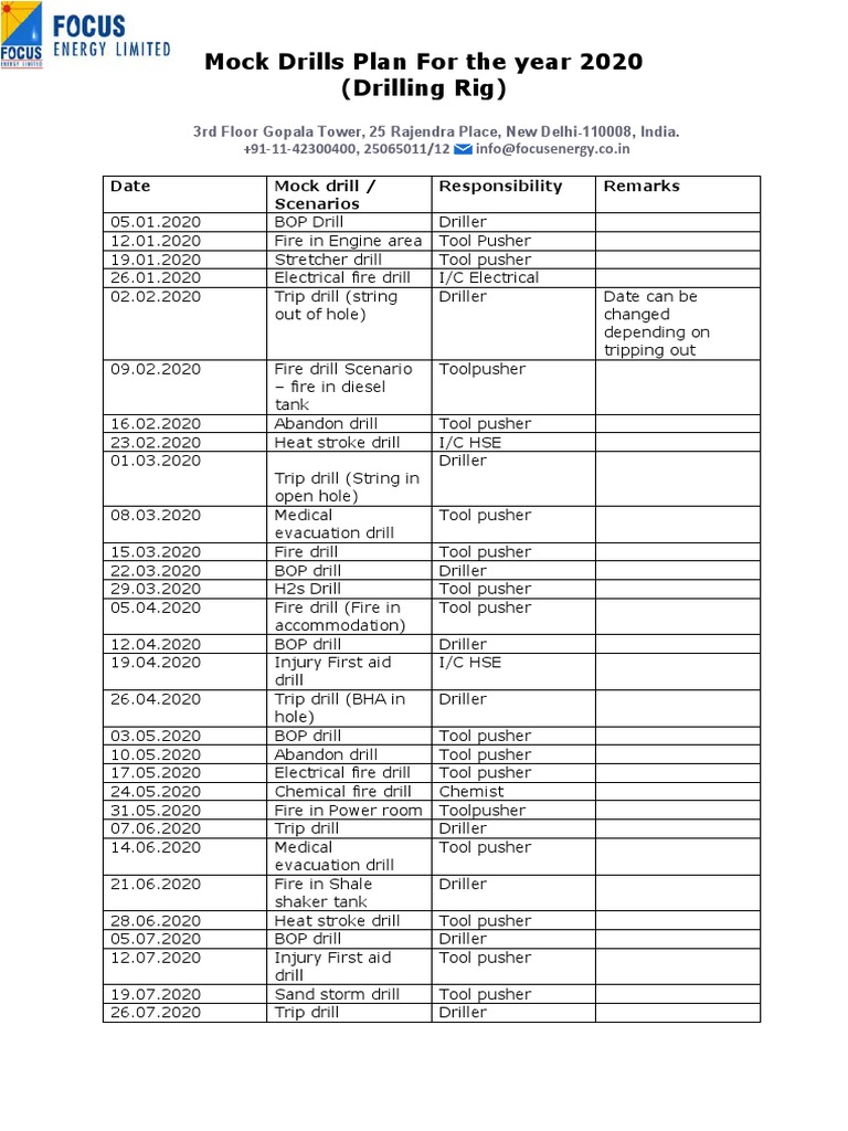 Mock Drill Plan | PDF | Petroleum Industry | Petroleum