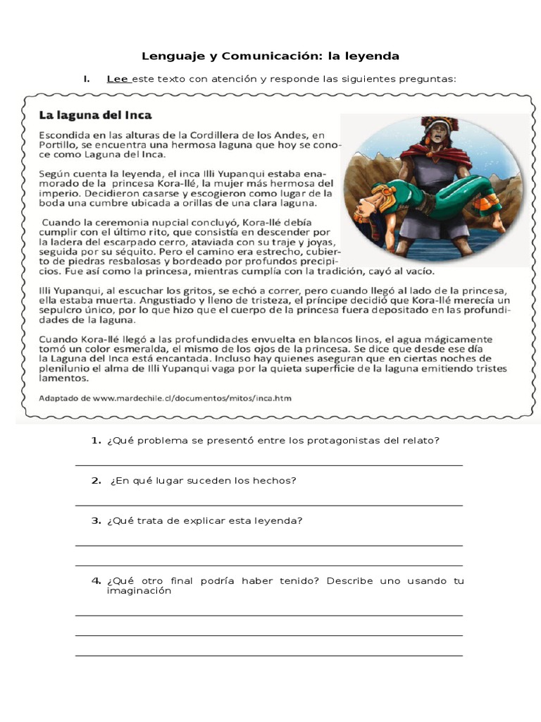 La Laguna Del Inca Leyenda | PDF | Ciencias sociales | Estudios de ...