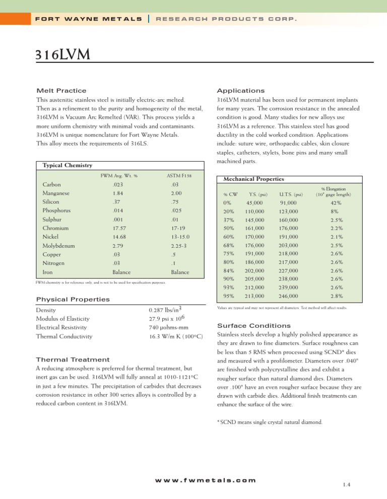 316 LVM | PDF | Stainless Steel | Steel