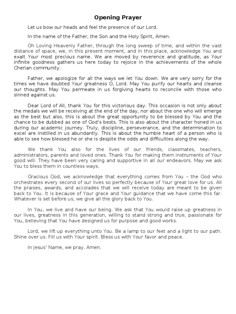Opening Prayer 2019 | PDF | Prayer | Grace In Christianity