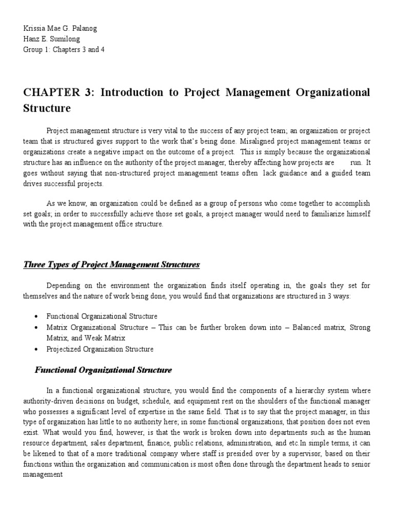 Introduction To Project Management Organizational Structure ...