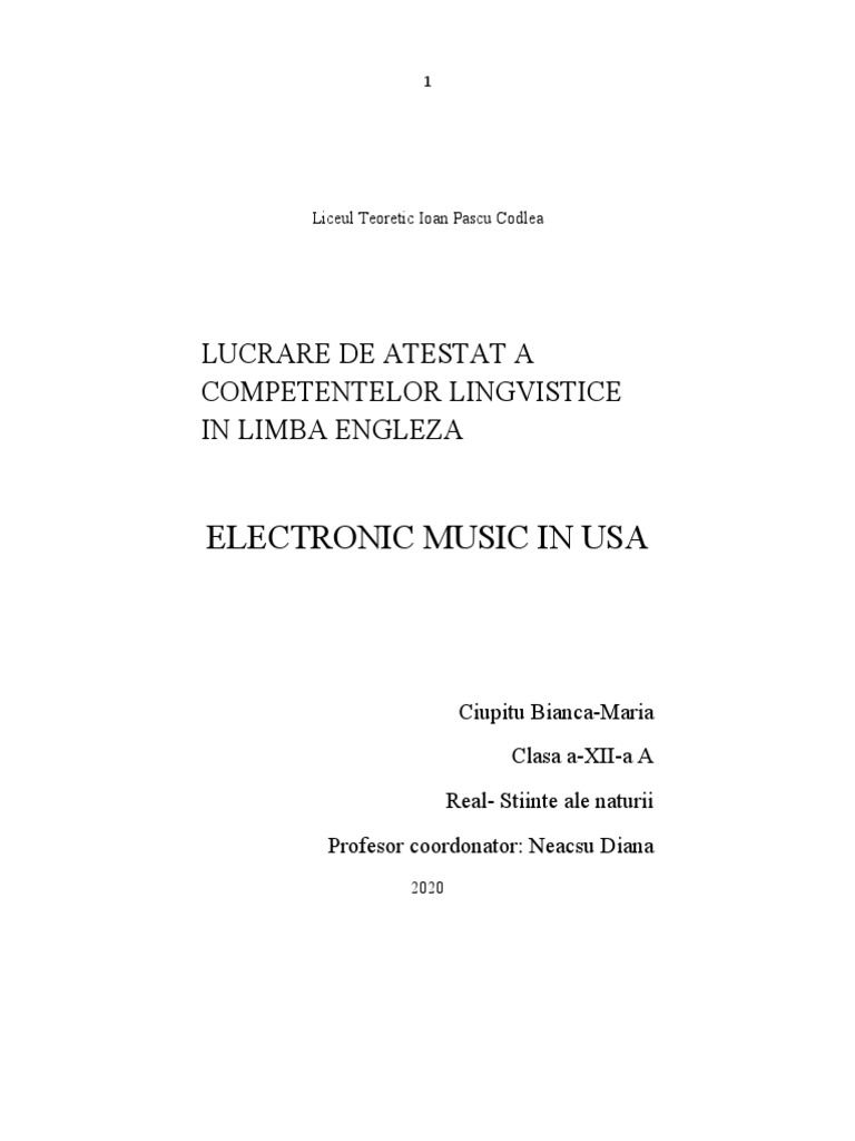 Liceul Teoretic Ioan Pascu Codlea | PDF | Electronic Music ...