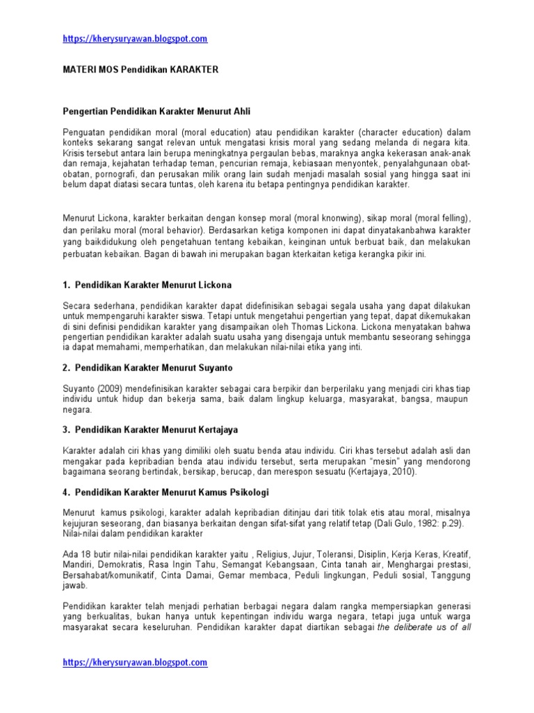 PENDIDIKAN Karakter | PDF