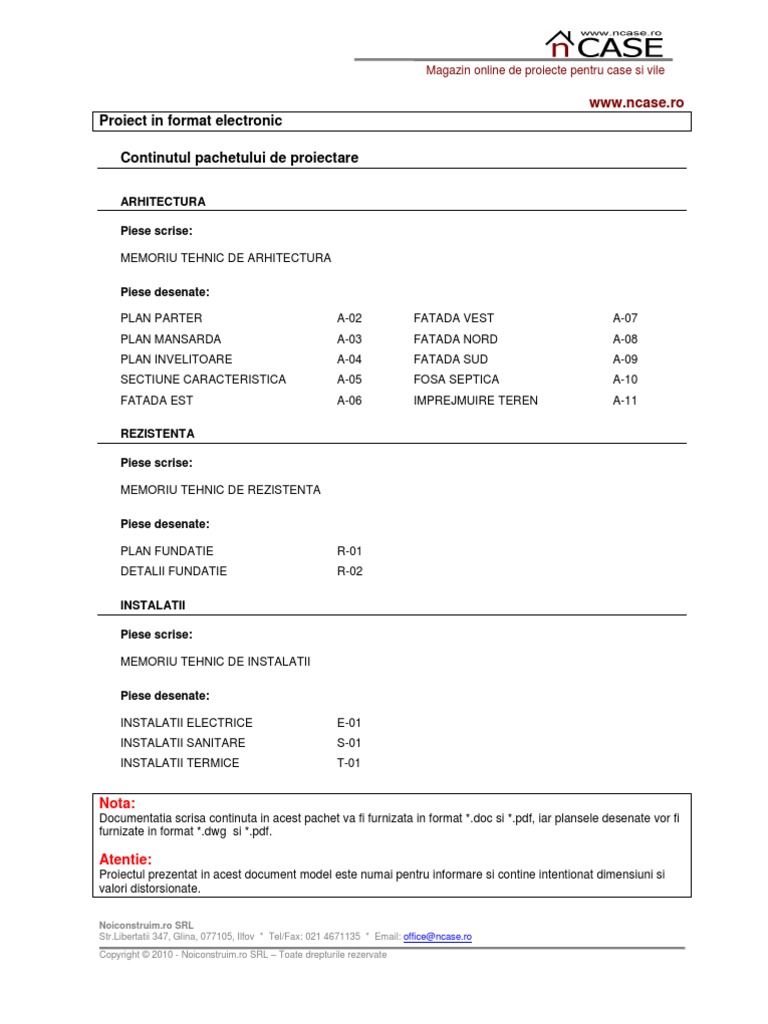 Proiecte Case - Model Proiect CAD - WWW - Ncase | PDF