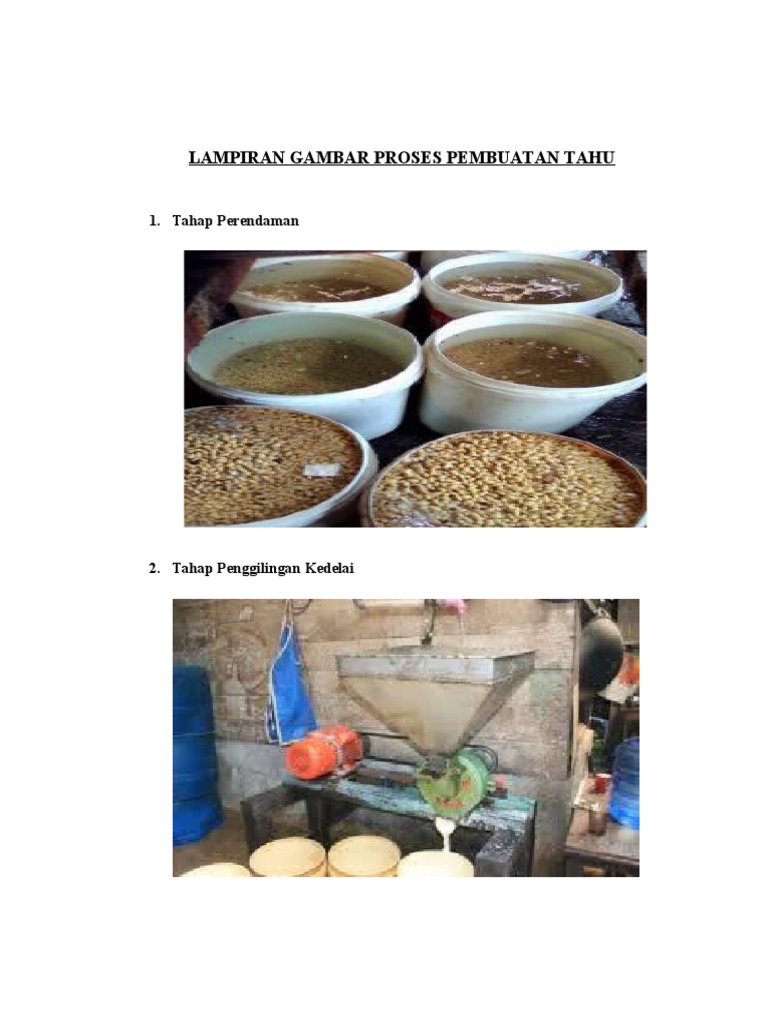 Lampiran Gambar Proses Pembuatan Tahu | PDF