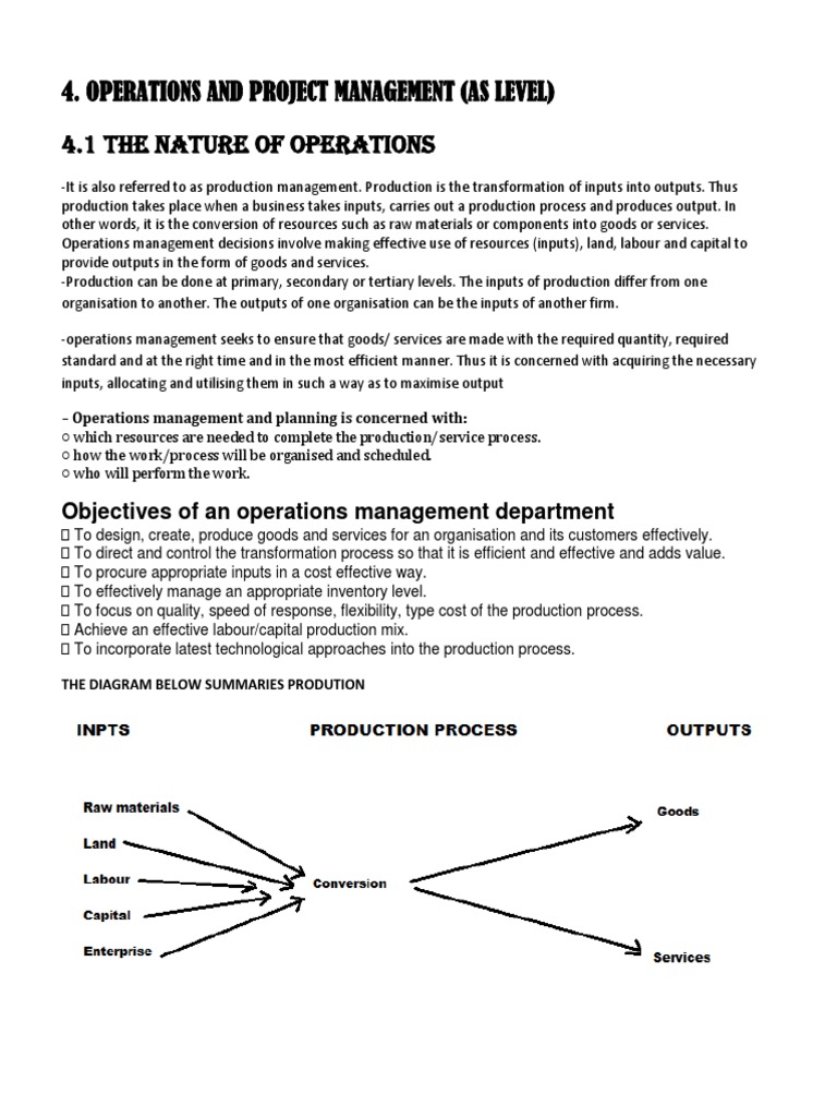 Chapter 4 Operations Management AS and A Level | PDF | Economies Of ...