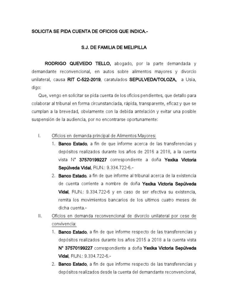 Solicita Se Pida Cuenta de Oficios Que Indica | PDF | Bancos | Gobierno