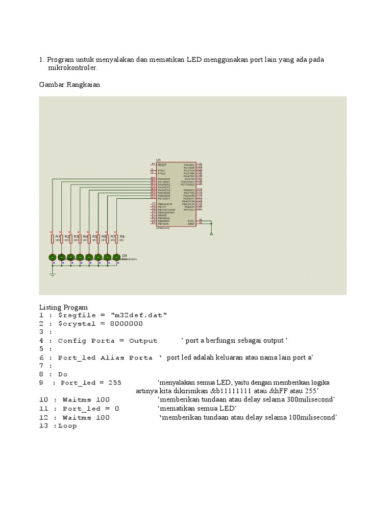 5 Program Penekanan Saklar Dan Animasi LED Konfigurasi Common Anoda ...