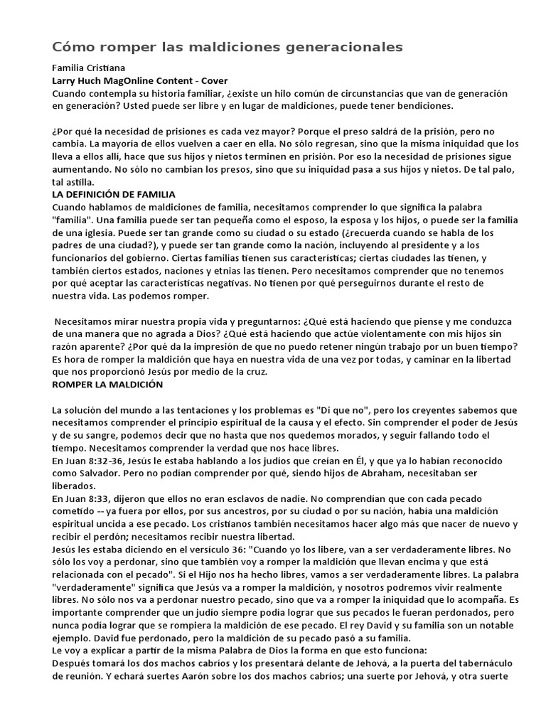 Cómo Romper Las Maldiciones Generacionales | PDF | Pecado | La unción
