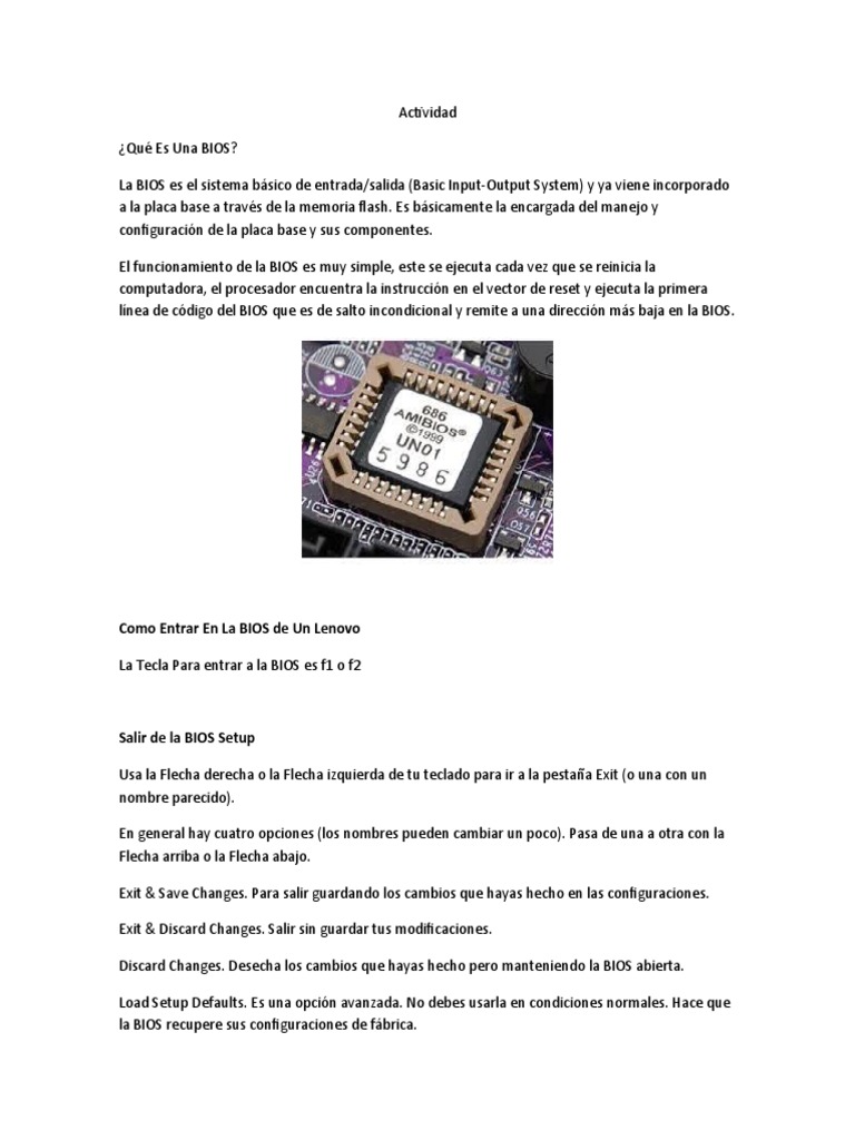 Actividad BIOS | PDF | Bios | Microsoft Windows