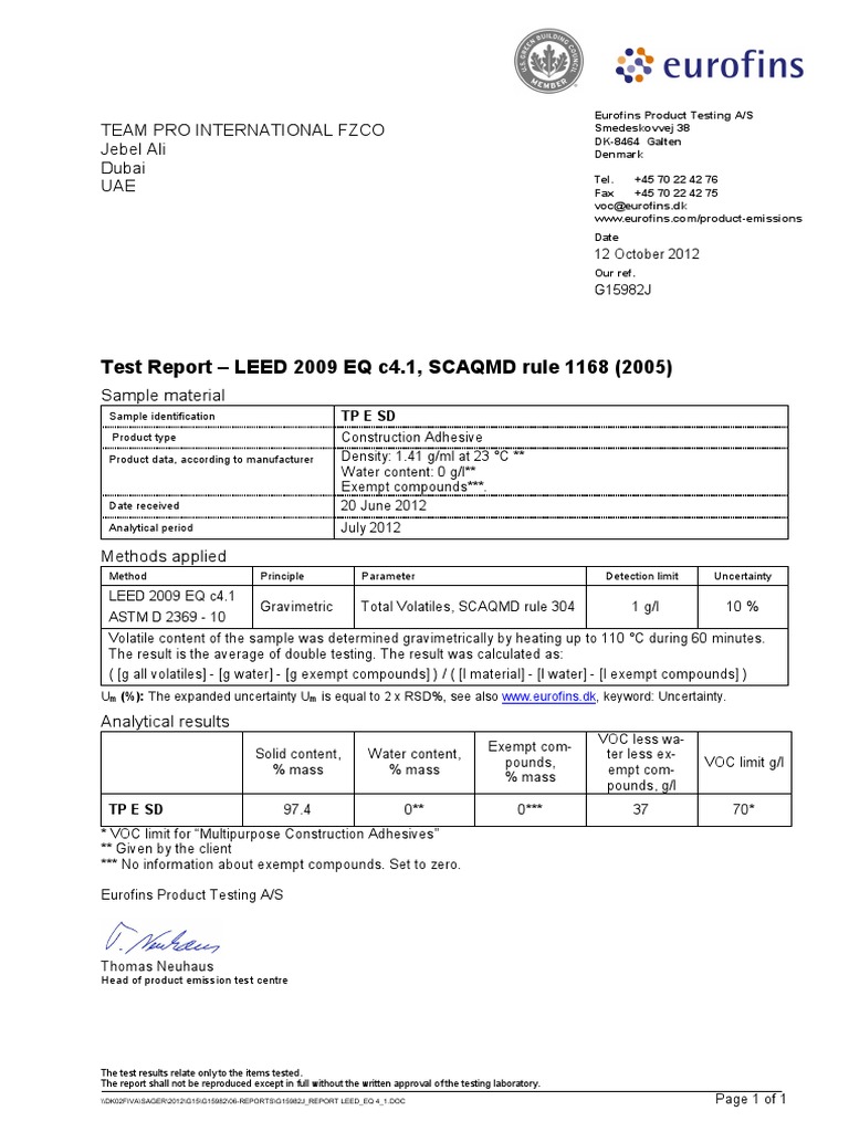 Eurofins Product Testing PDF | PDF | Volatile Organic Compound ...