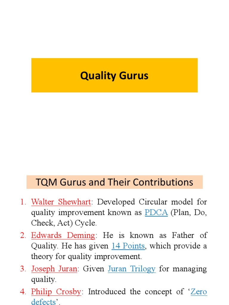 TQM Gurus and Their Contributions.pdf | Quality Management ...