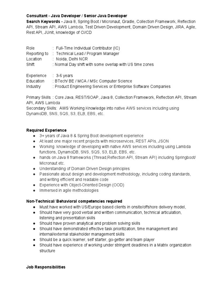 JD Java-Developer Consultant | PDF | Application Programming Interface ...
