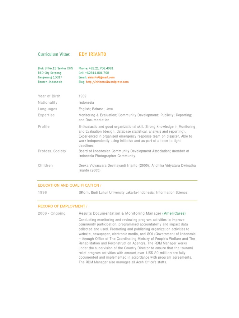 Edy Irianto Curriculum Vitae5 | Download Free PDF | Management Information System | Information ...
