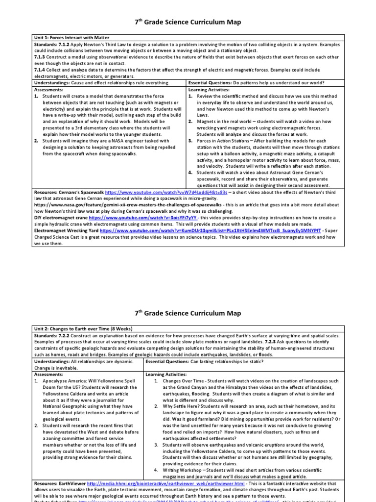 7th Grade Science Curriculum Overview | PDF | Regeneration (Biology ...