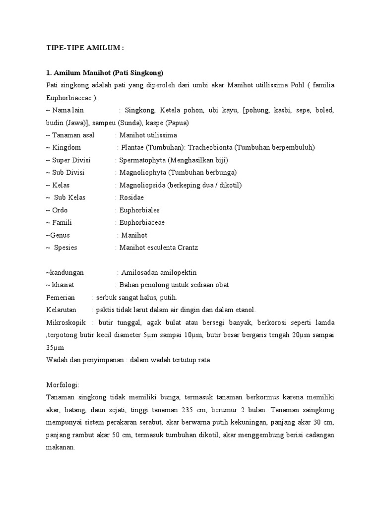 Tipe Dan Karakteristik Amilum | PDF