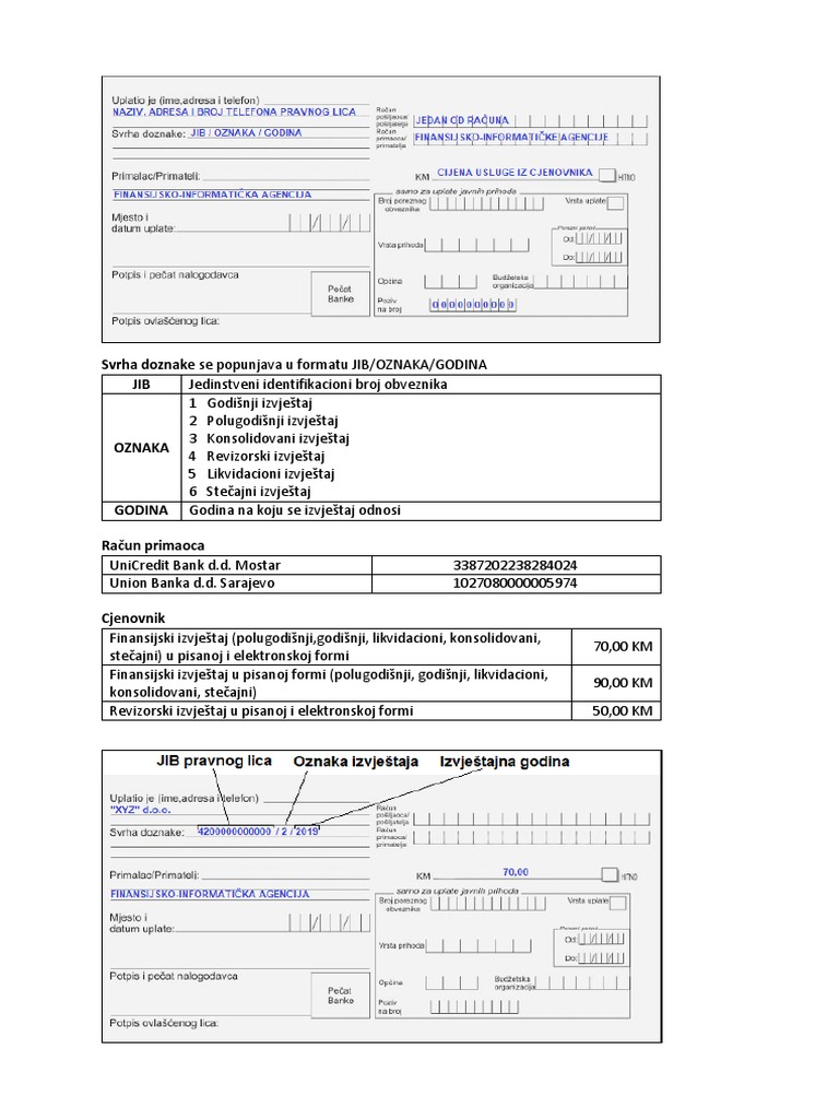 Uputstvo Za Popunjavanje Uplatnica | PDF