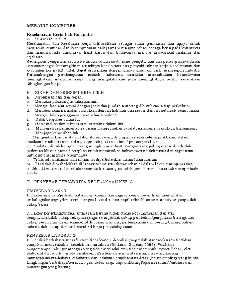 Keselamatan Kerja Lab Komputer | PDF