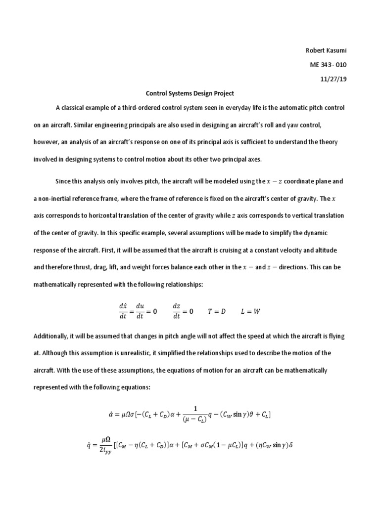 Design Project | PDF | Control Theory | Bandwidth (Signal Processing)