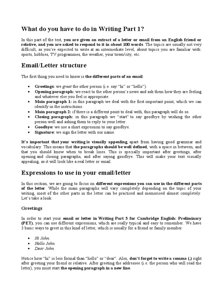 Pet Writing Part 1 2020 | PDF | Paragraph | Comma