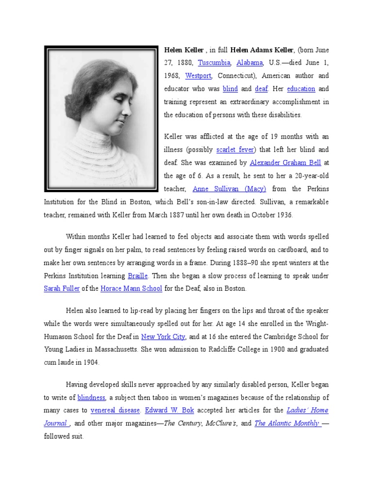 Helen Keller (Biography) | Download Free PDF | Helen Keller