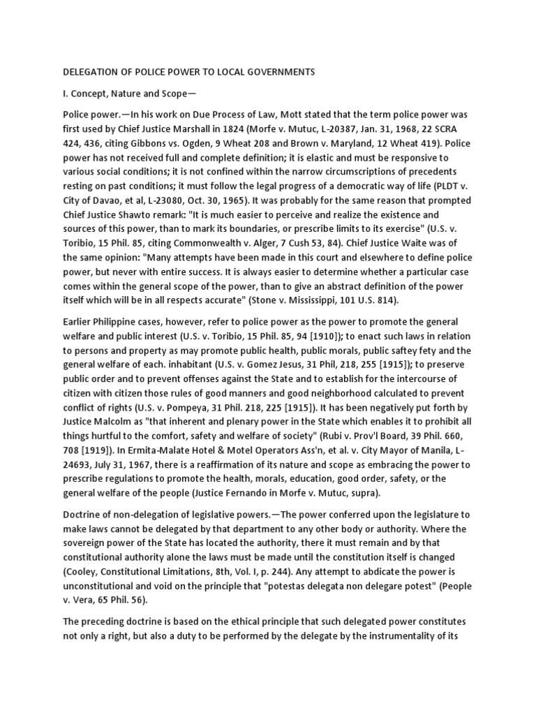 Delegation of Police Power To Local Governments PDF | PDF | Police ...